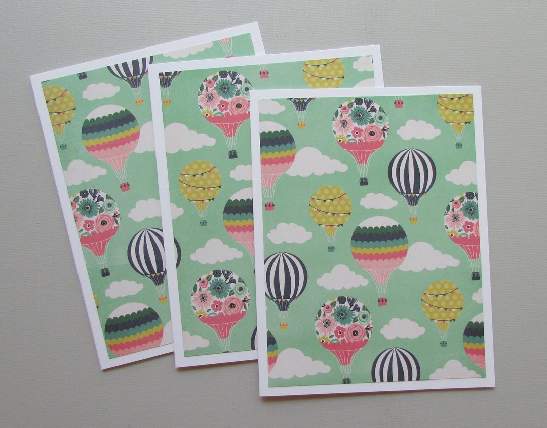 Hot Air Balloon Cards-5 or 10 Pc Blank Cards Whimsical Note Cards ...