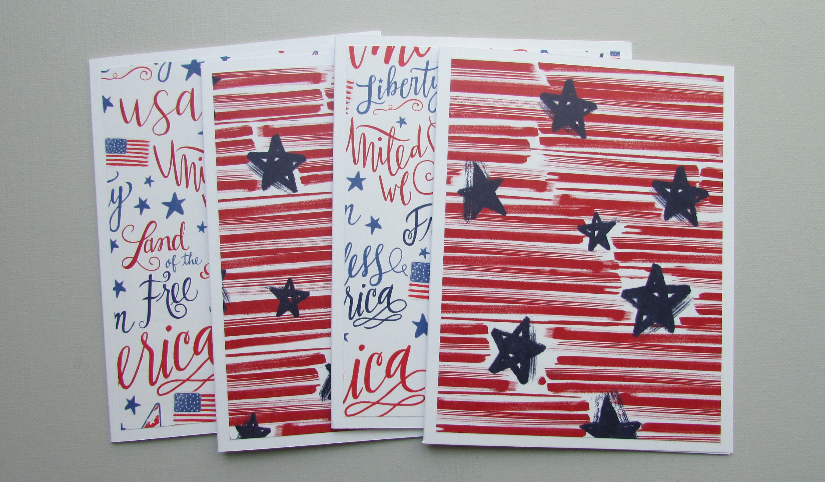 Patriotic Cards 8 Note Cards Card Sets Red White & Blue Cards - Etsy