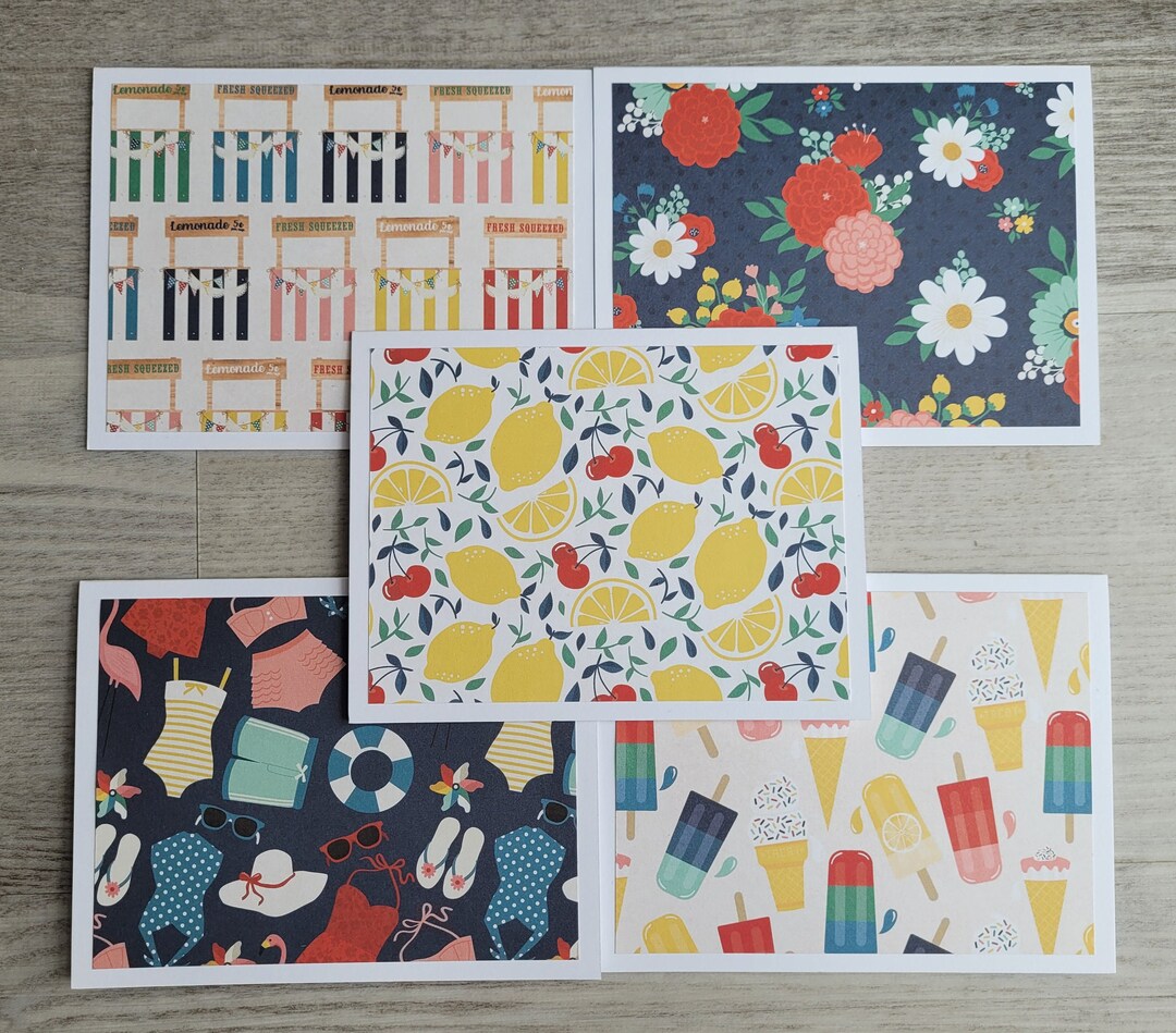 Summer Note Cards-set of 5 Blank Card Sets Summertime Cards Thank You ...