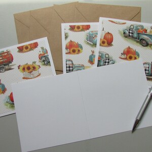 Fall Note Cards 4 Square Cards Thanksgiving Cards Truck Cards Pumpkin ...