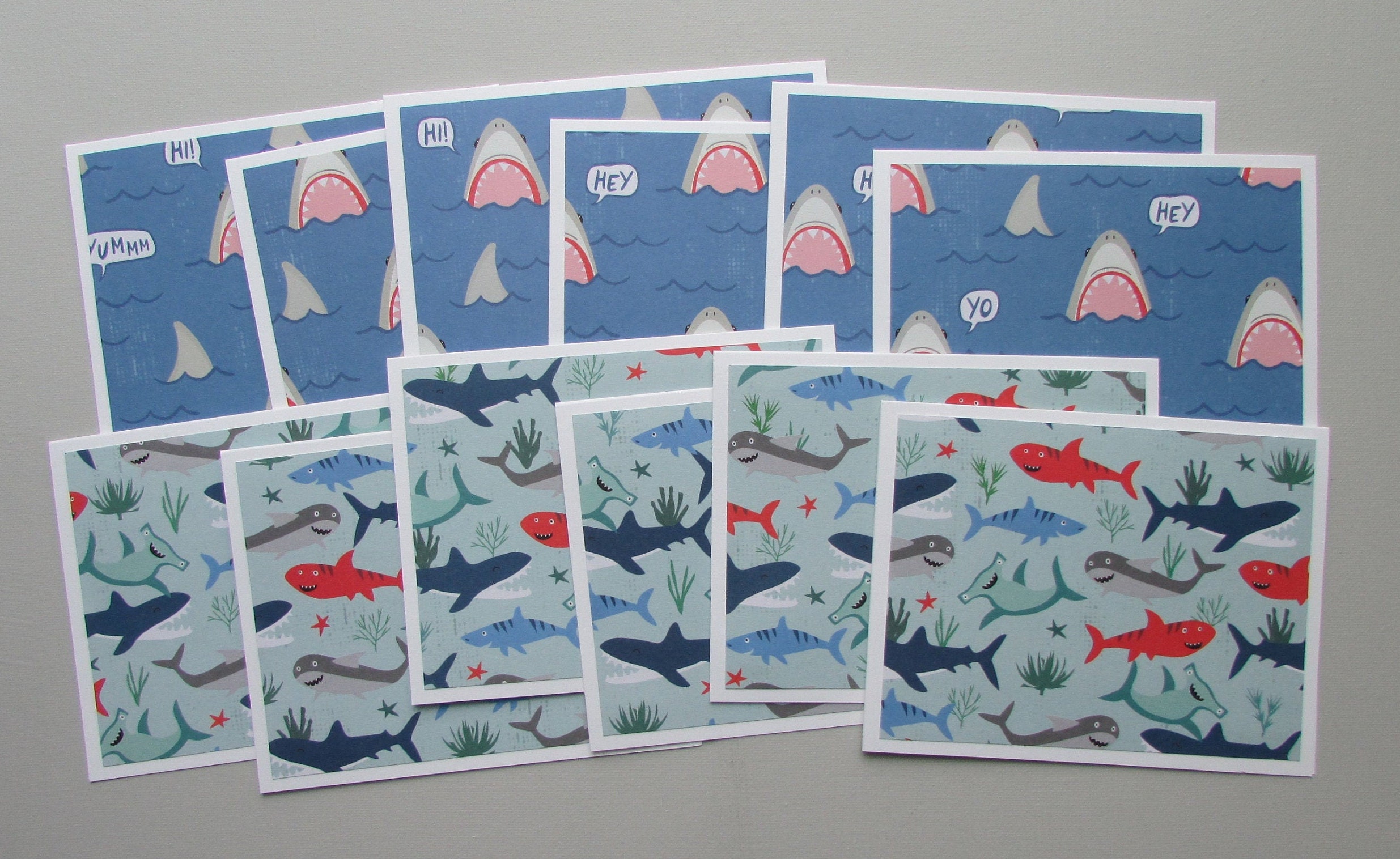 Shark cards 6 CHOOSE SET-Shark Week cards note cards blank | Etsy