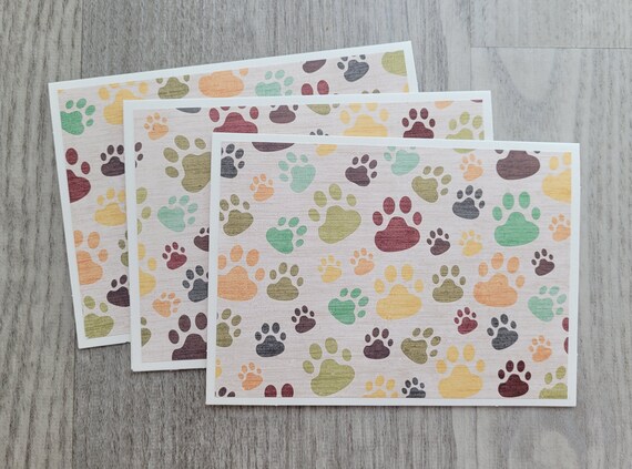 Paw Print Note Cards-set of 6 Paw Print Cards Thank You Cards - Etsy