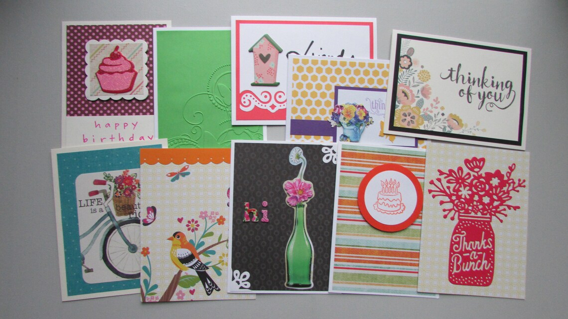 Set of 10 Handmade Cards Assorted Greeting Cards Variety Card - Etsy