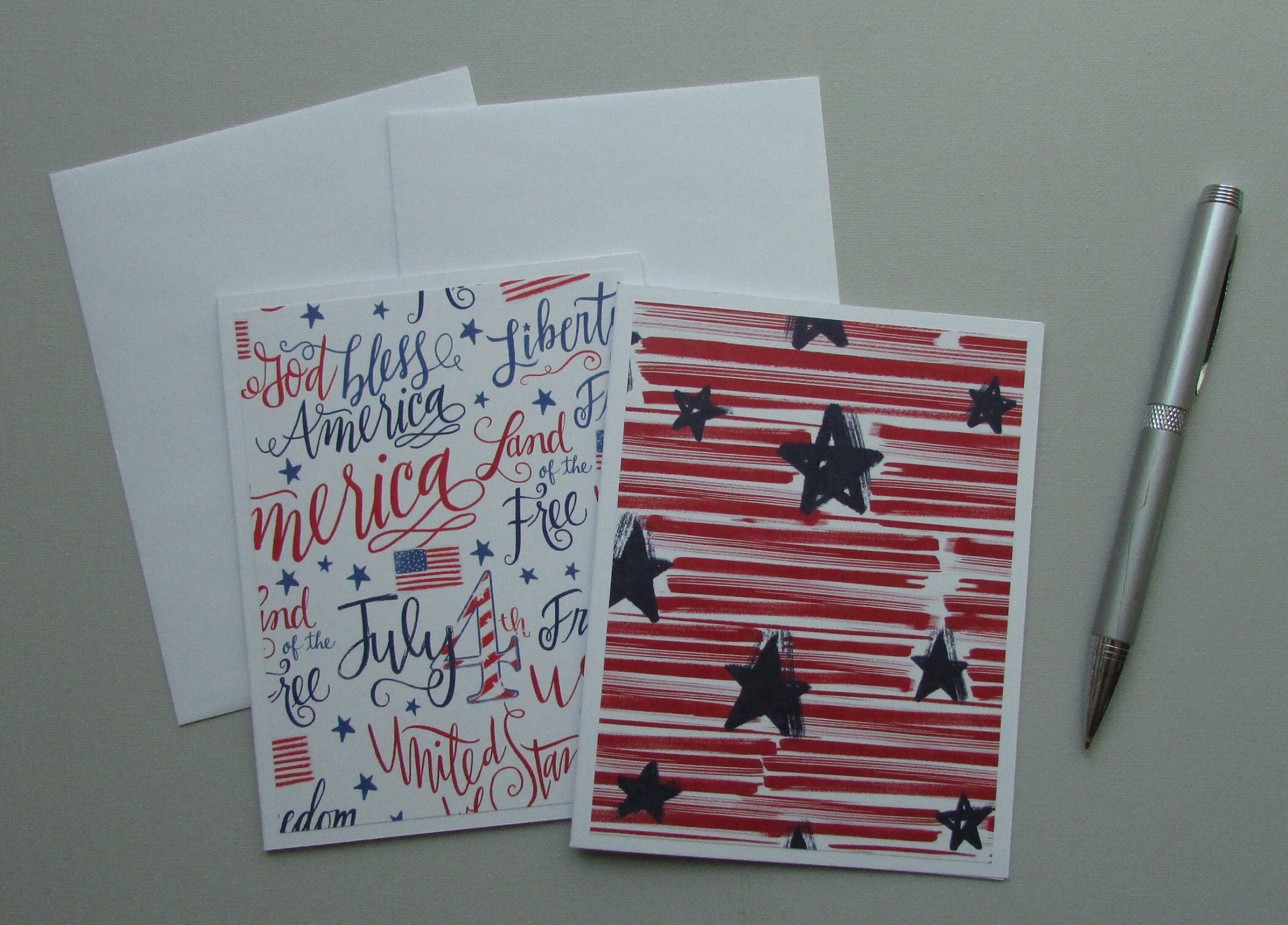 Patriotic Cards 8 Note Cards Card Sets Red White & Blue Cards - Etsy