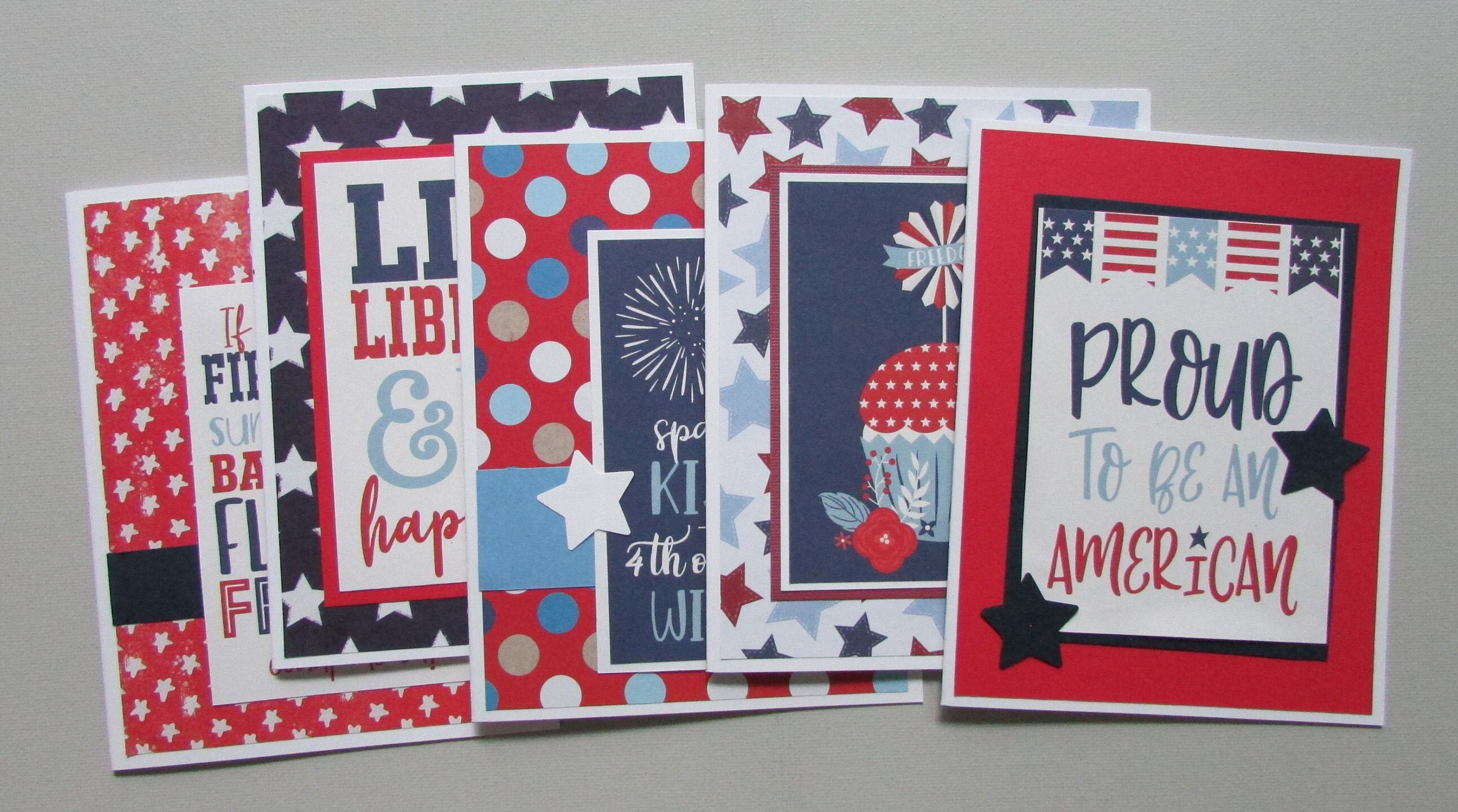 Patriotic Cards 4th of July Cards Red White & Blue Cards 5 - Etsy