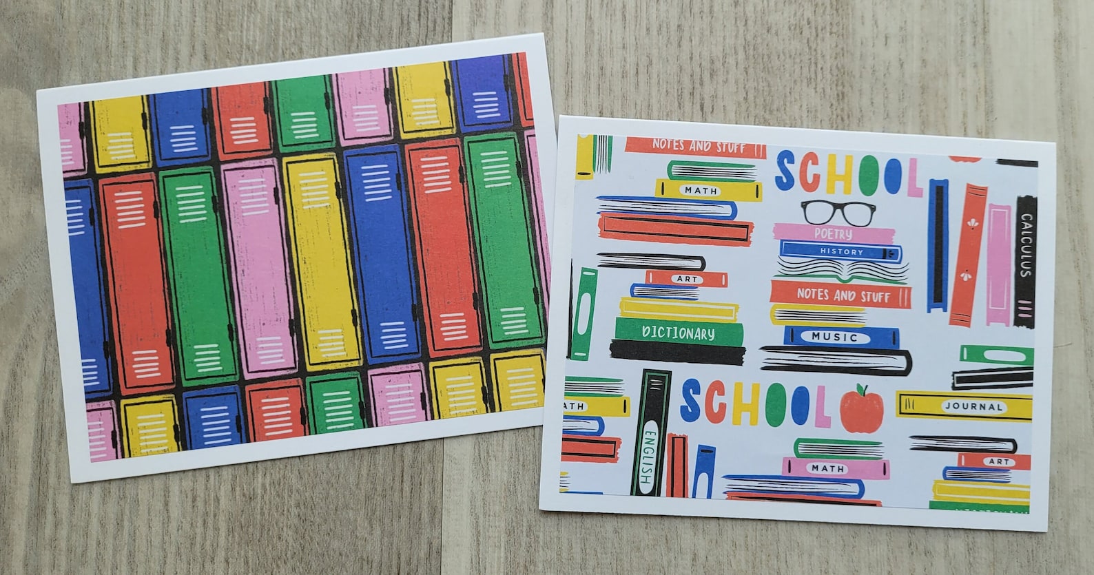 School Note Cards-set of 5 School Cards Blank Cards Teacher Gift Ideas ...