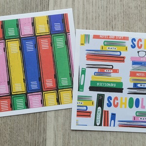 School Note Cards-set of 5 School Cards Blank Cards Teacher Gift Ideas ...
