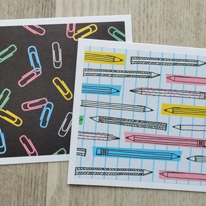 School Note Cards-set of 5 School Cards Blank Cards Teacher Gift Ideas ...