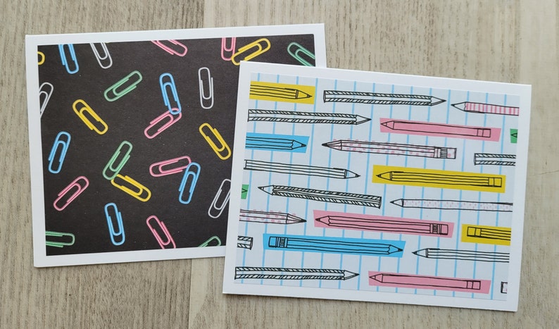 School Note Cards-set of 5 School Cards Blank Cards Teacher Gift Ideas ...
