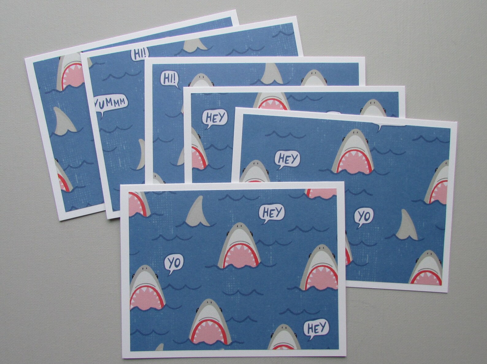 Shark cards 6 CHOOSE SET-Shark Week cards note cards blank | Etsy