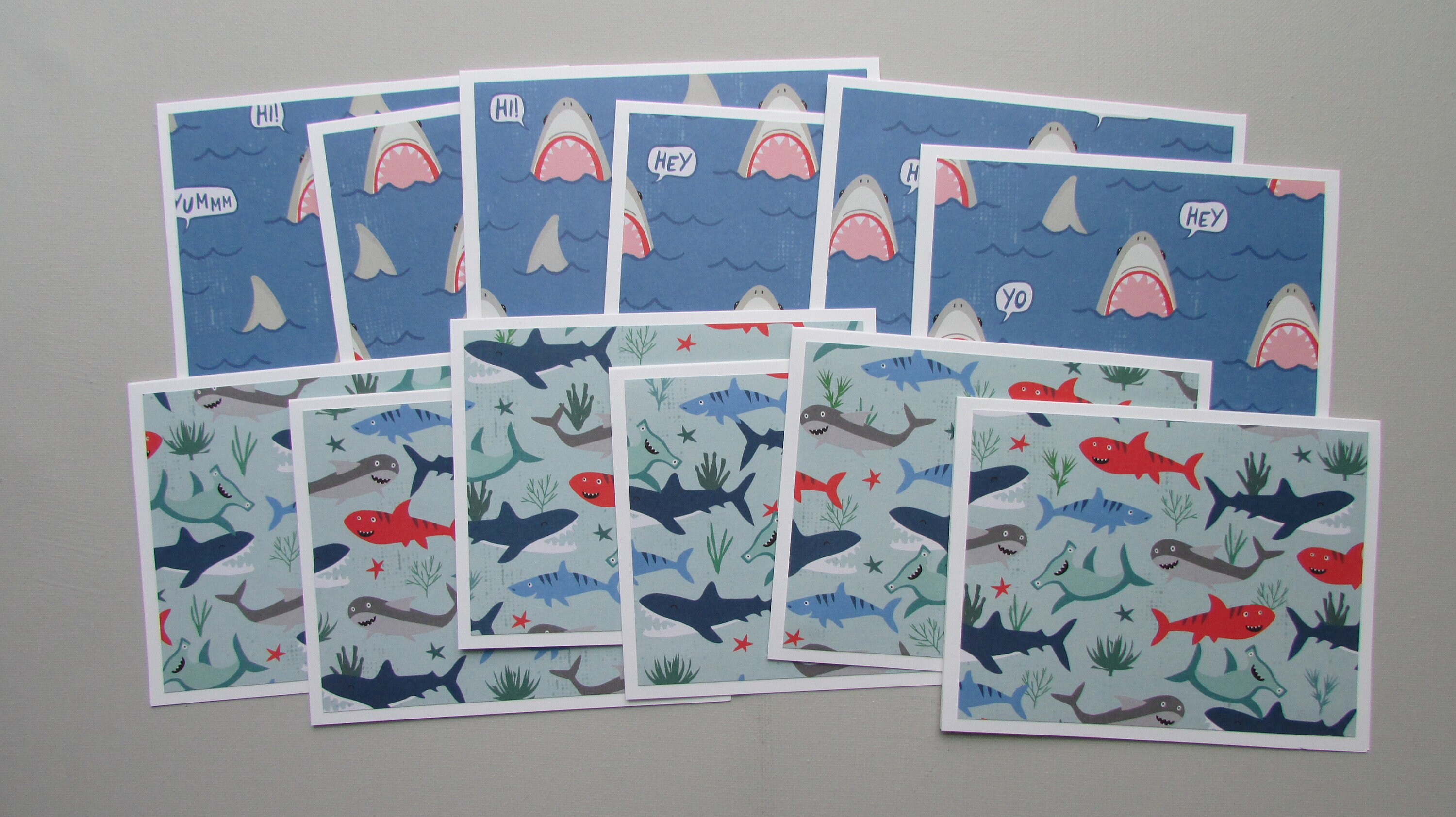 Shark cards 6 CHOOSE SET-Shark Week cards note cards blank | Etsy