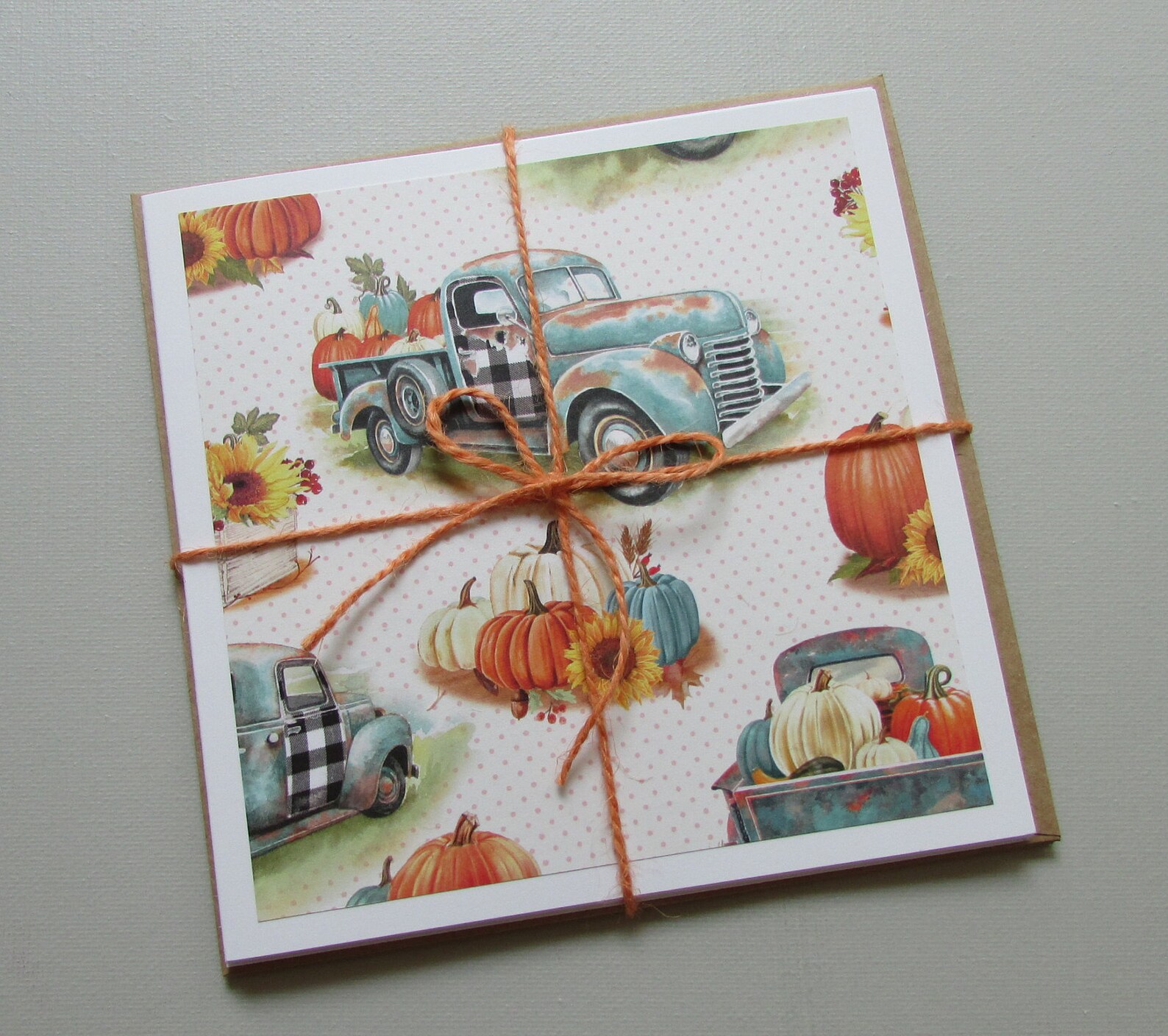 Fall Note Cards 4 Square Cards Thanksgiving Cards Truck Cards - Etsy