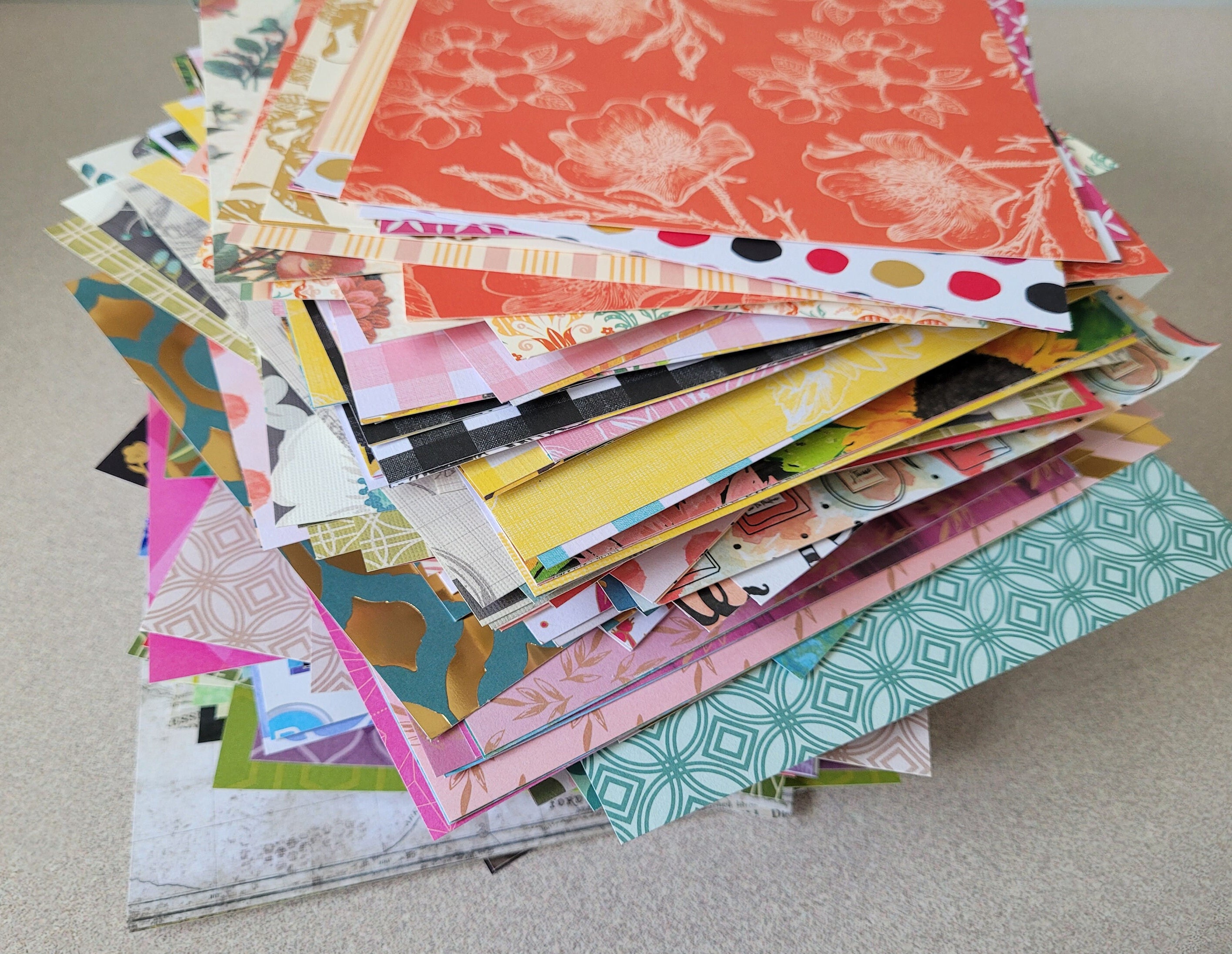 6x6 Scrapbook Cardstock Paper Variety Pack: 40 Floral, Polka Dot Sheets ...