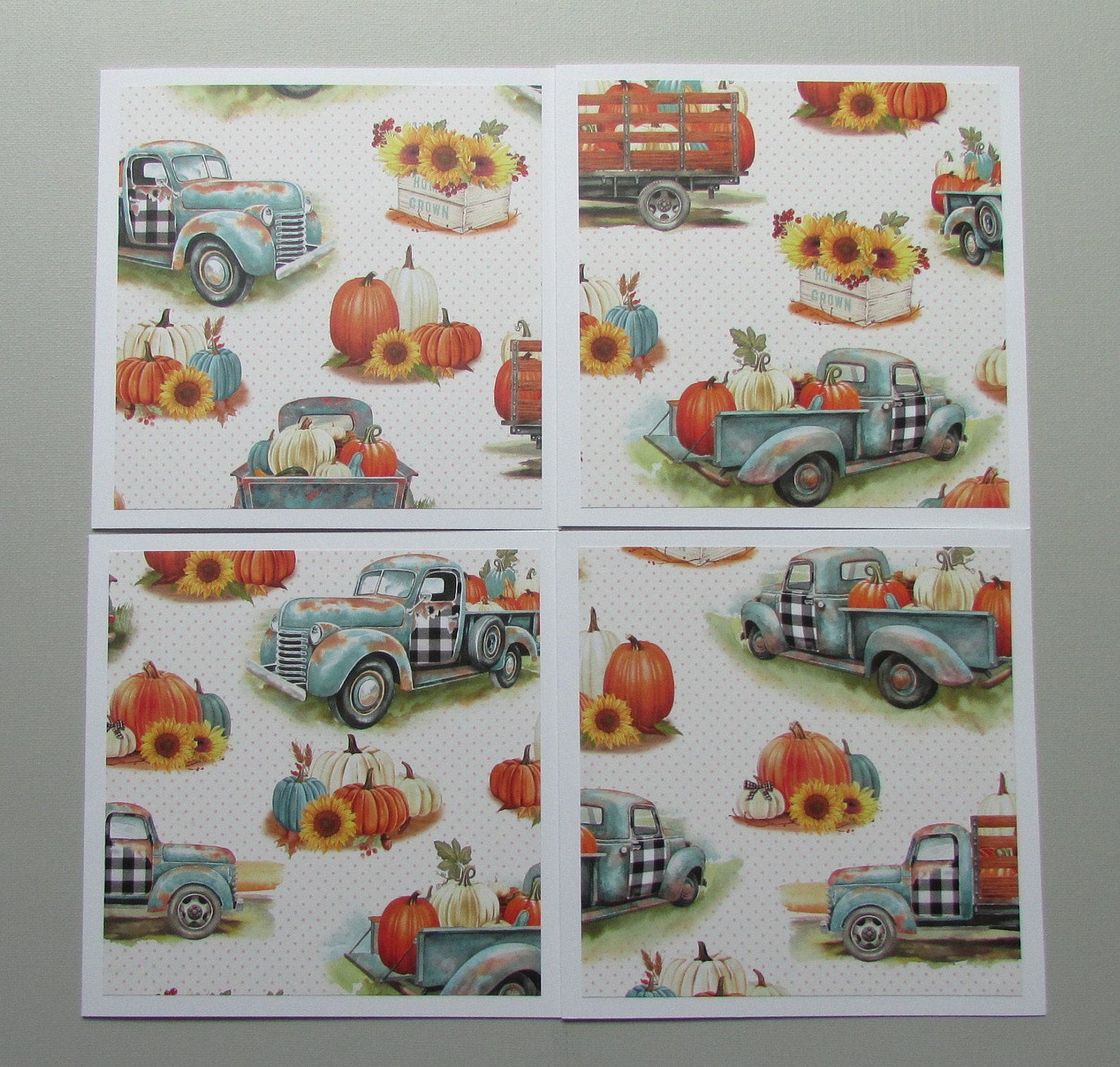 Fall Note Cards 4 Square Cards Thanksgiving Cards Truck Cards - Etsy
