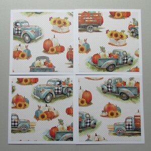 Fall Note Cards 4 Square Cards Thanksgiving Cards Truck Cards Pumpkin ...
