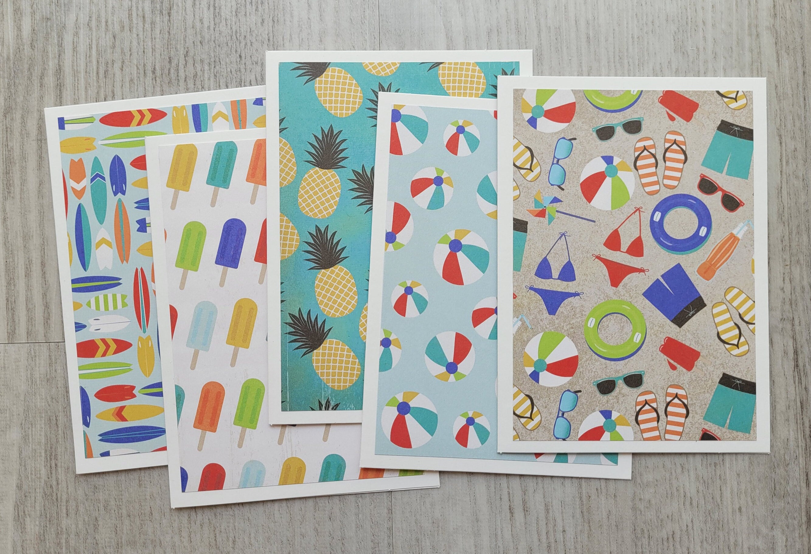 Summer Note Cards-set of 5 Blank Card Sets Summertime Cards Thank You ...