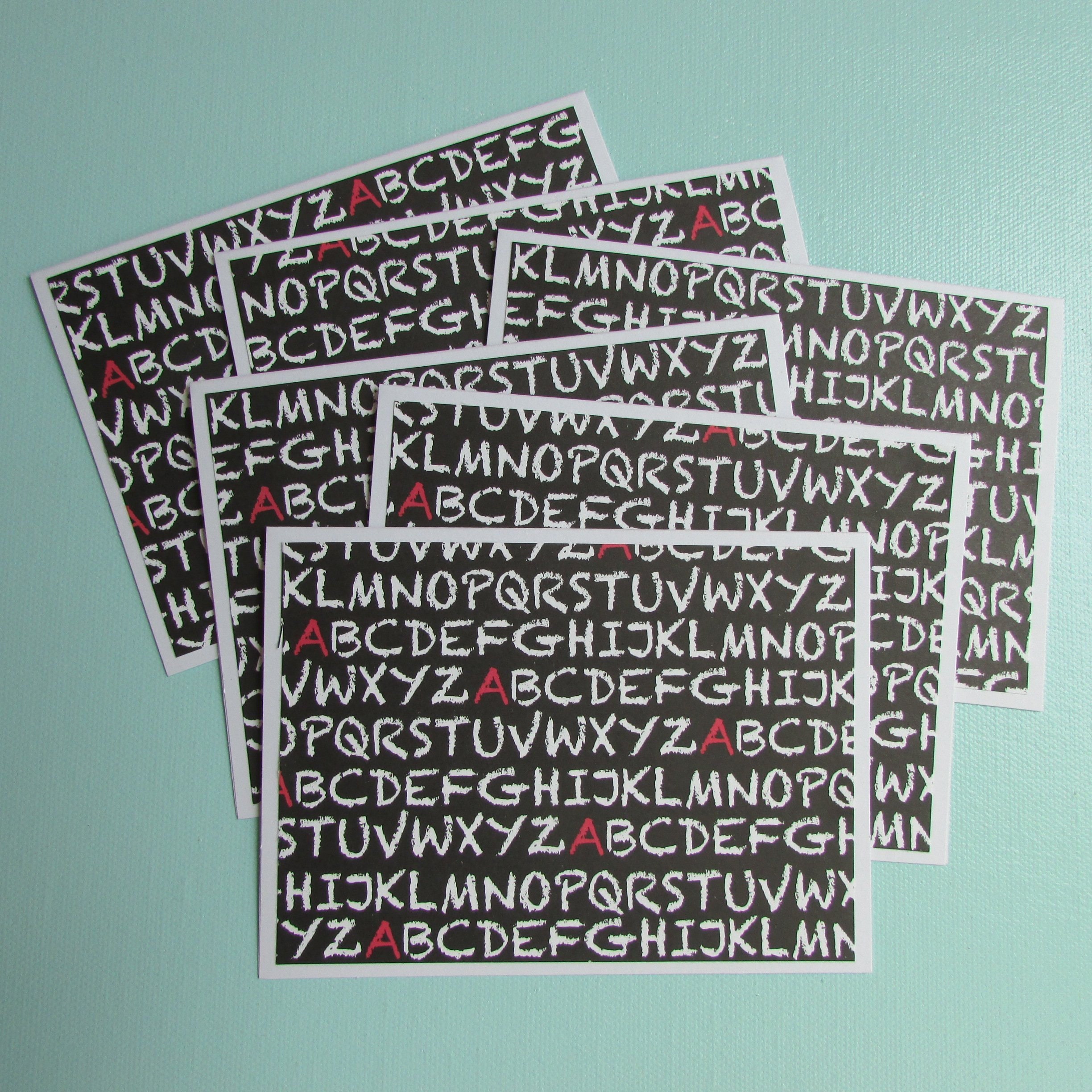 Alphabet Note cards-set of 6 Teacher note cards School themed cards ...