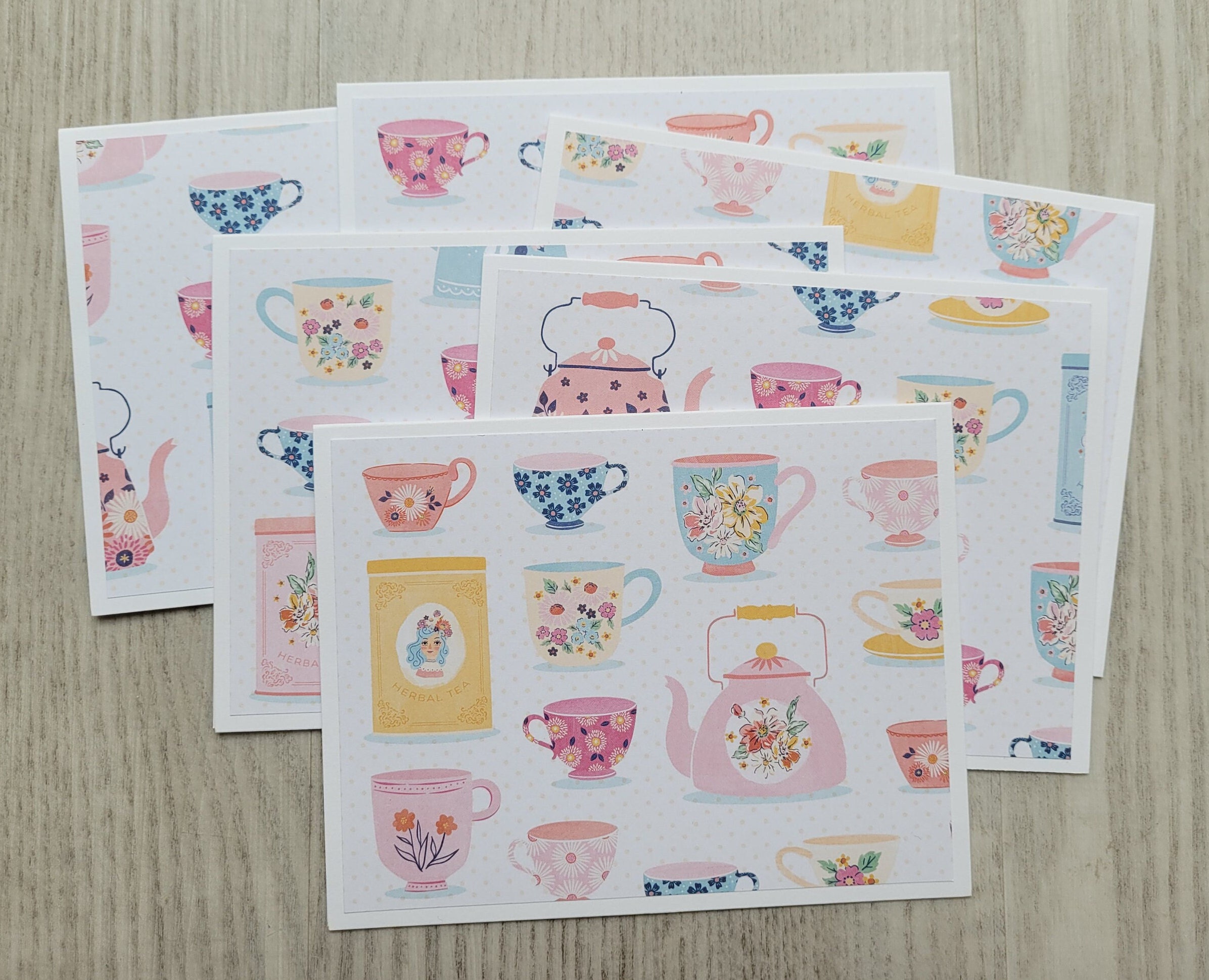 Teacup Cards-set of 6-card Sets Note Cards Gift Set Ideas Tea - Etsy