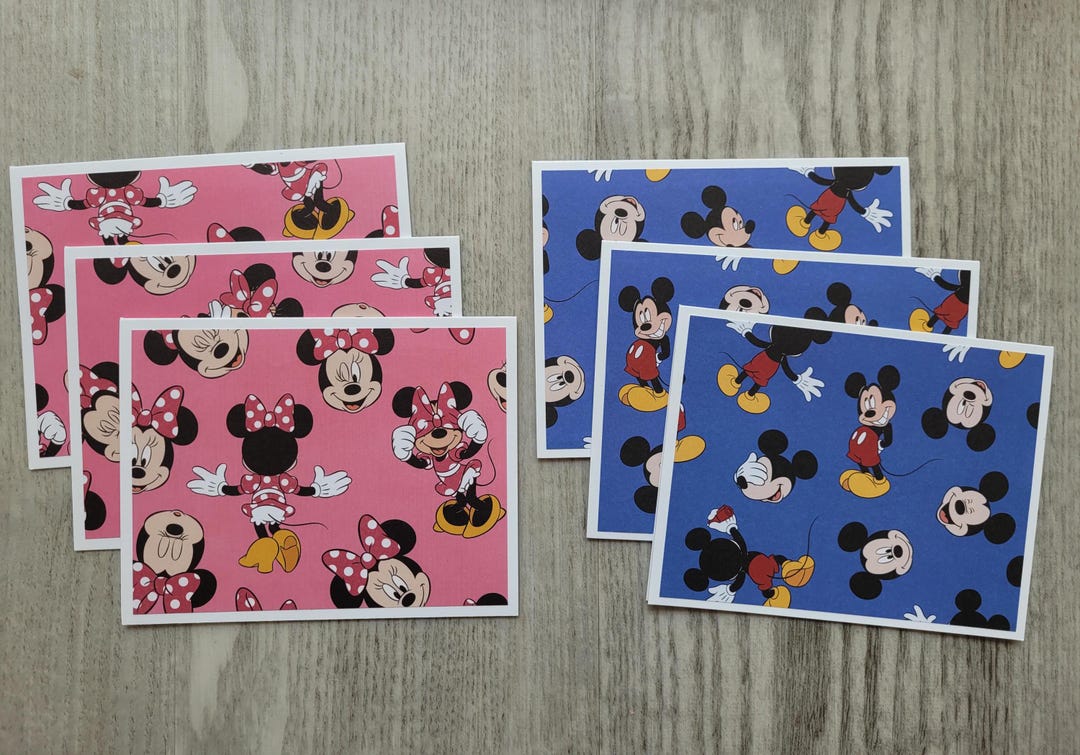 Mickey Mouse Cards Minnie Mouse Cards-set of 6-card Sets Note Cards ...