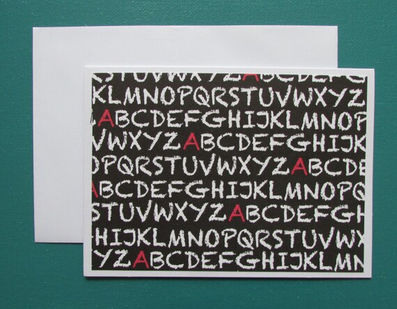 Alphabet Note cards-set of 6 Teacher note cards School themed cards ...