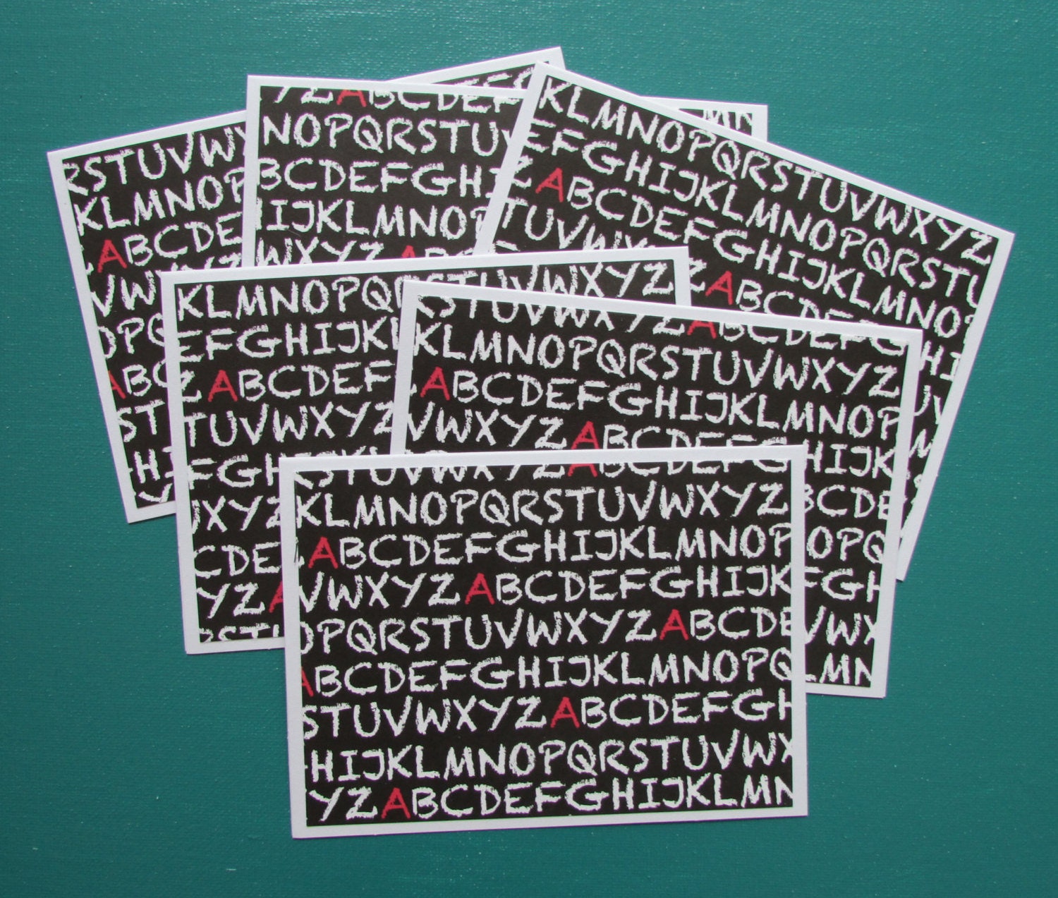 Alphabet Note cards-set of 6 Teacher note cards School themed cards ...