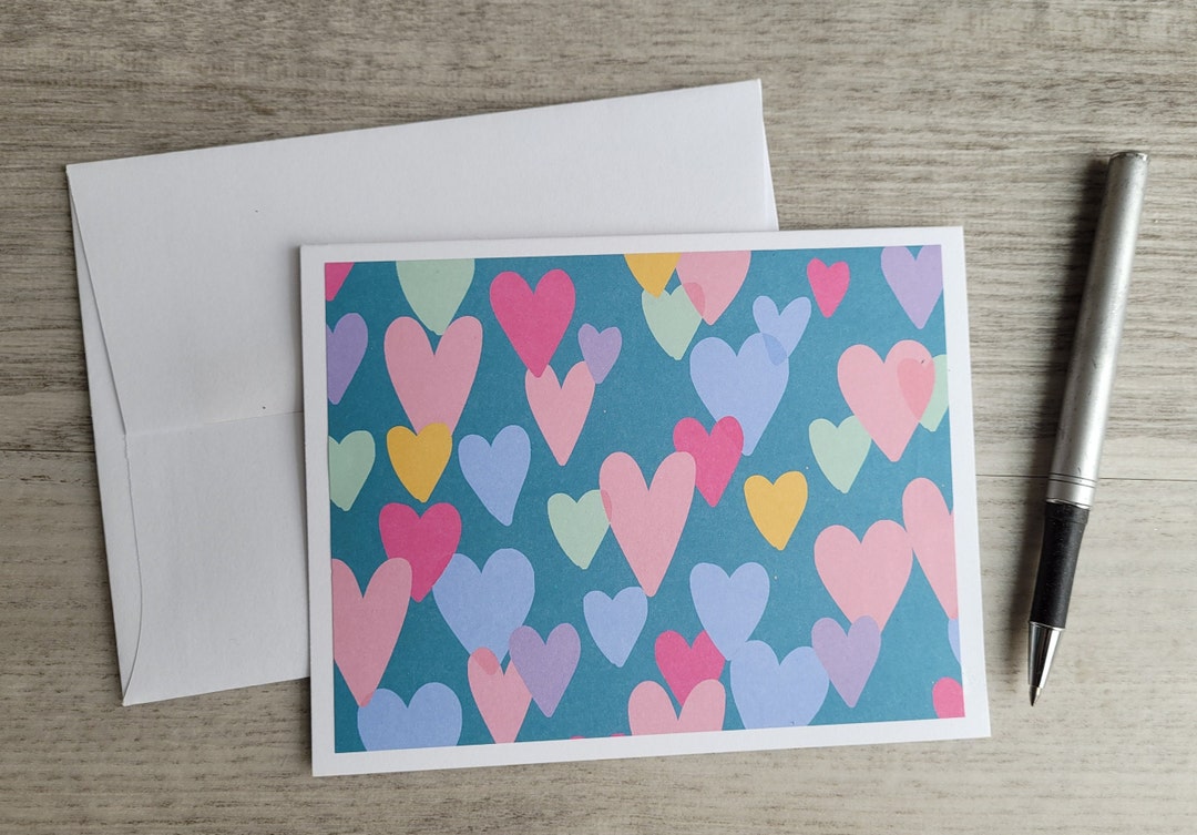 Heart Cards Note Cards-valentine Cards Set of 5 Blank Cards Stationery ...