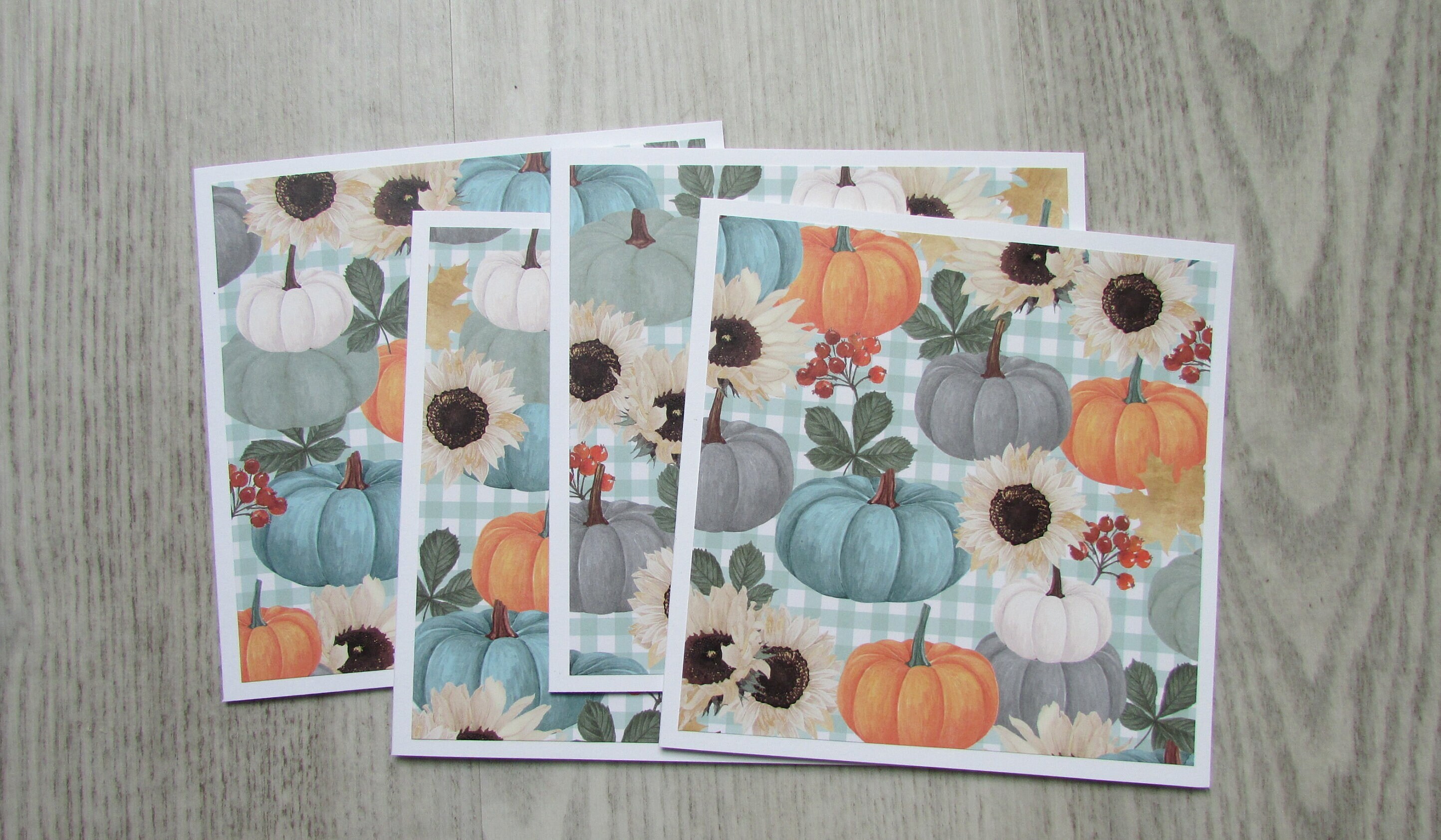 Fall Note Cards 4 Square Cards Fall Pumpkin Cards Thank You Cards Blank ...