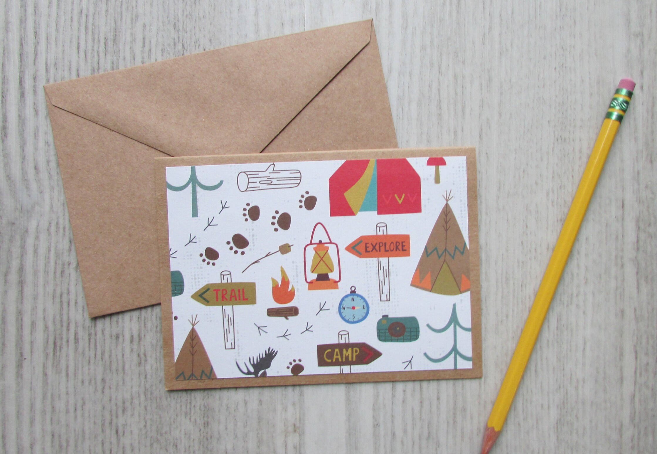 Camping Cards 6 Note Cards blank Card Sets for Campers or Pen - Etsy