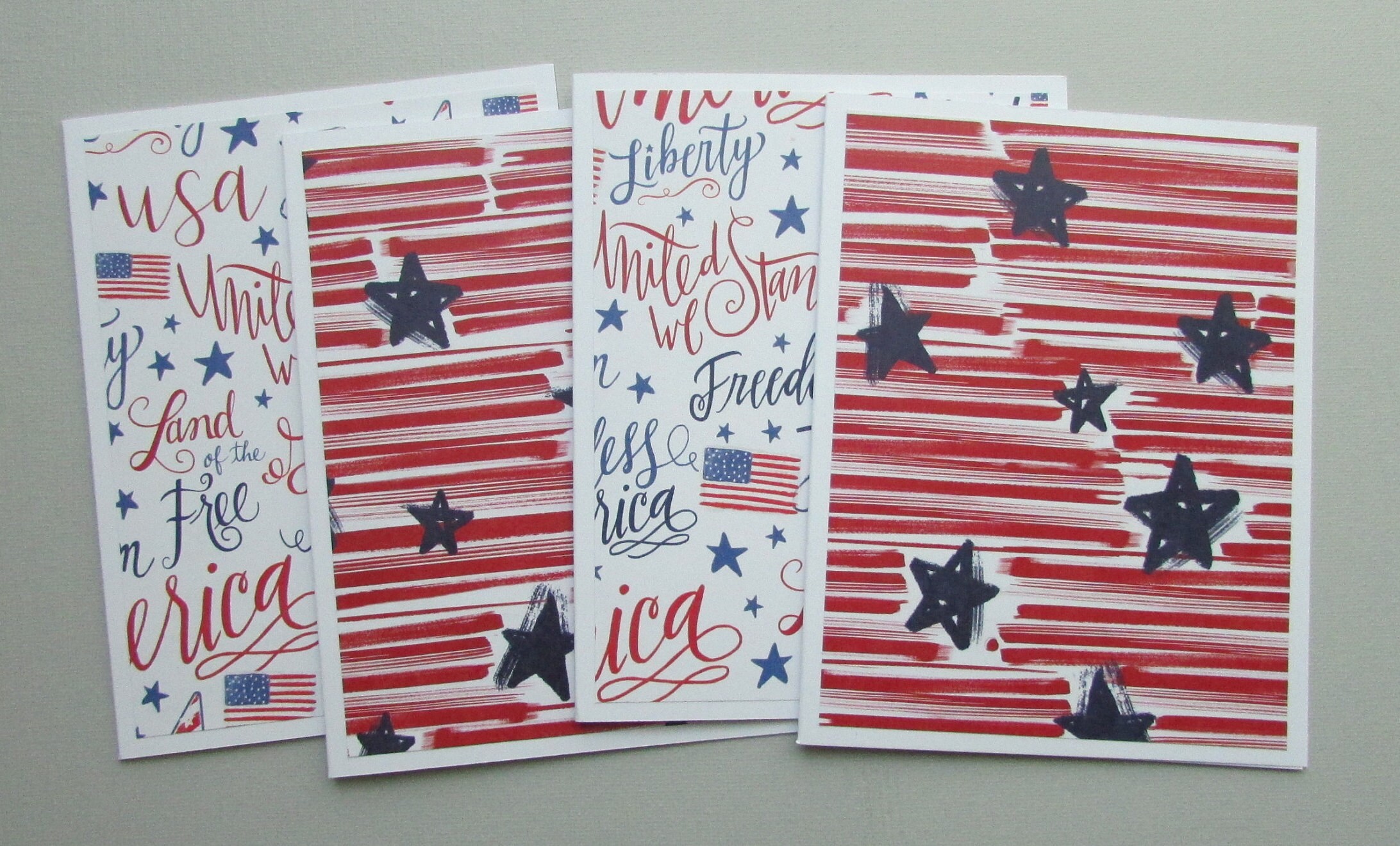 Patriotic Cards 8 Note Cards Card Sets Red White & Blue Cards - Etsy
