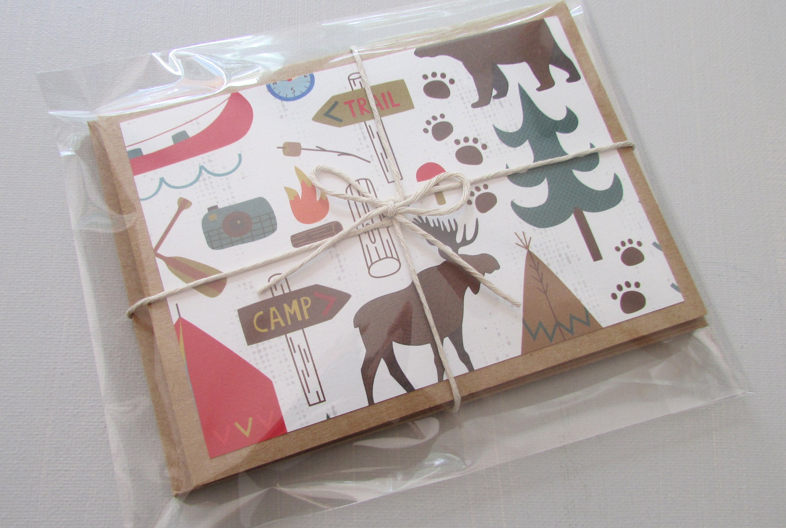 Camping Note Cards Set of 6 Note Cards Kraft Paper Blank Note Cards ...