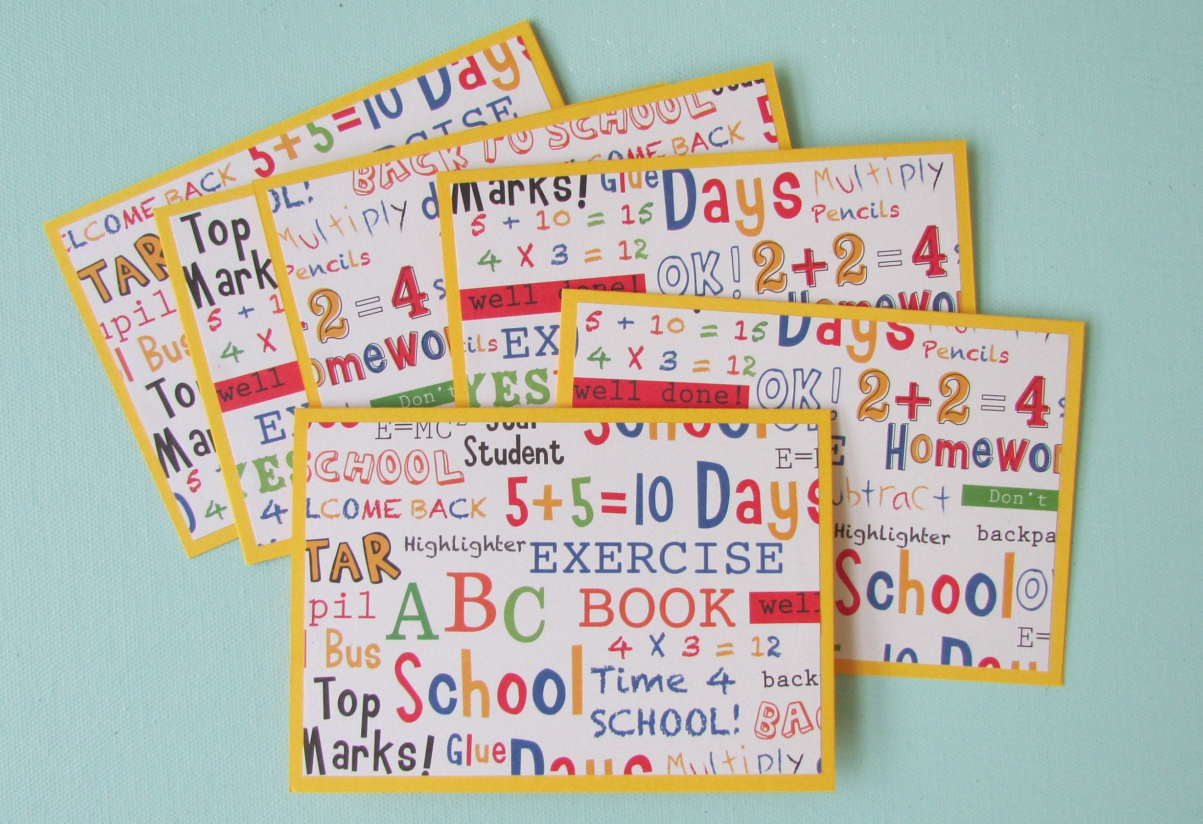 Alphabet Note cards-set of 6 Teacher note cards School themed cards ...