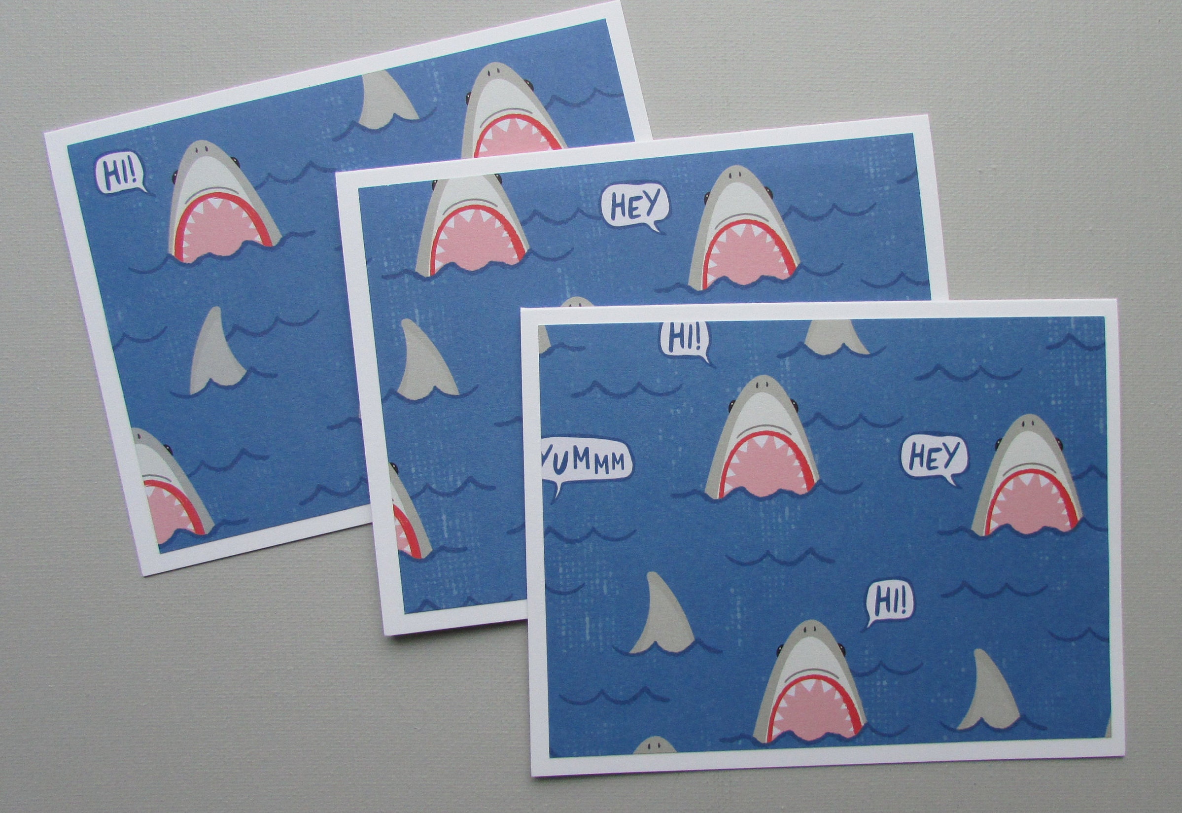 Shark cards 6 CHOOSE SET-Shark Week cards note cards blank | Etsy