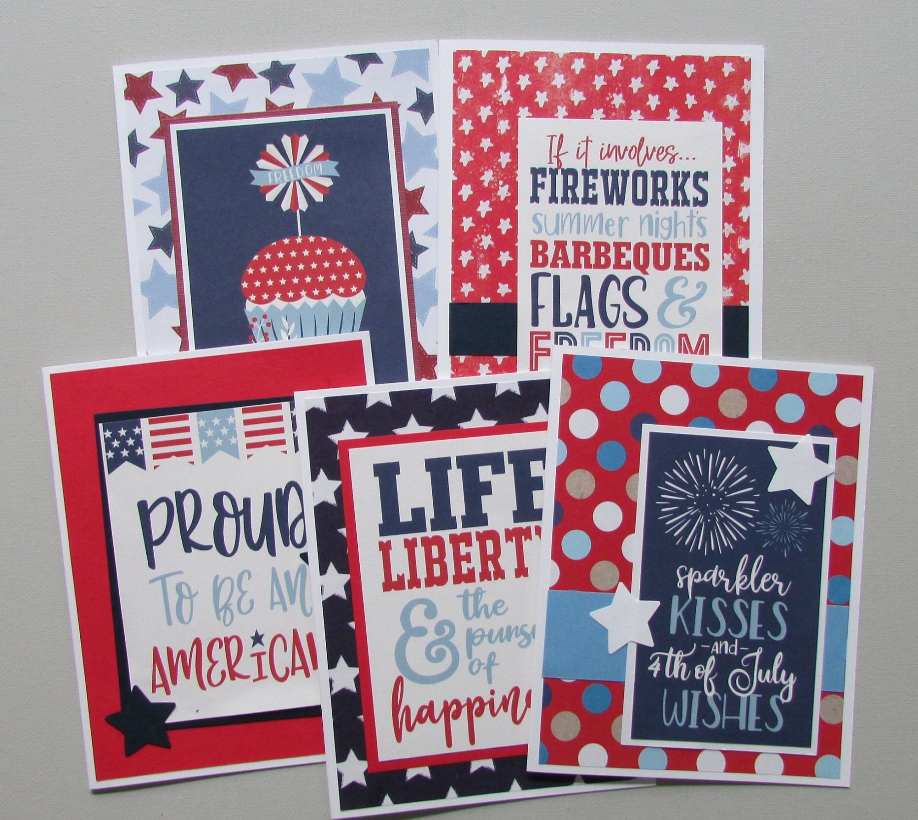 Patriotic cards 4th of July cards red white & blue cards 5 | Etsy