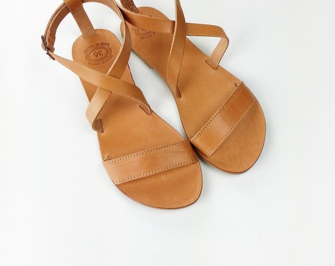 Sandales en cuir grec Open Toe femmes sandales grecques à la main ...