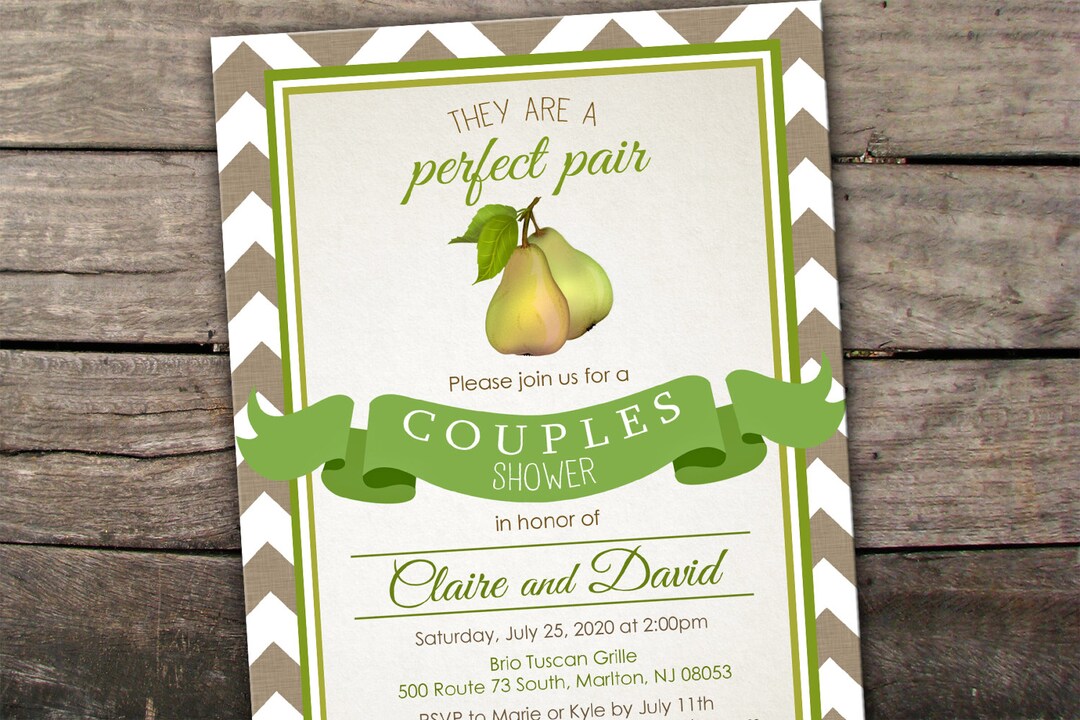 Printed or Digital Perfect Pair Invitation Perfect Pear Couples Shower ...