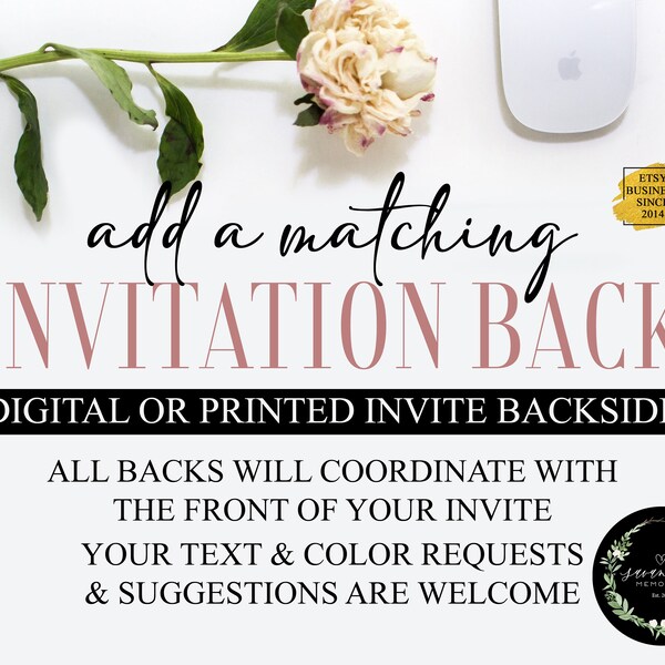 Wedding Invitation Back Side - Etsy