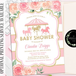 Carousel Baby Shower Invitation Circus Birthday Invitation Carnival ...
