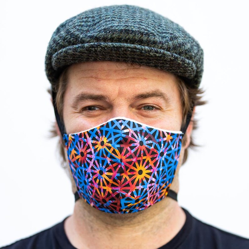 Geometric Jelly Face Mask - Artwork by Erin Banwell - Etsy