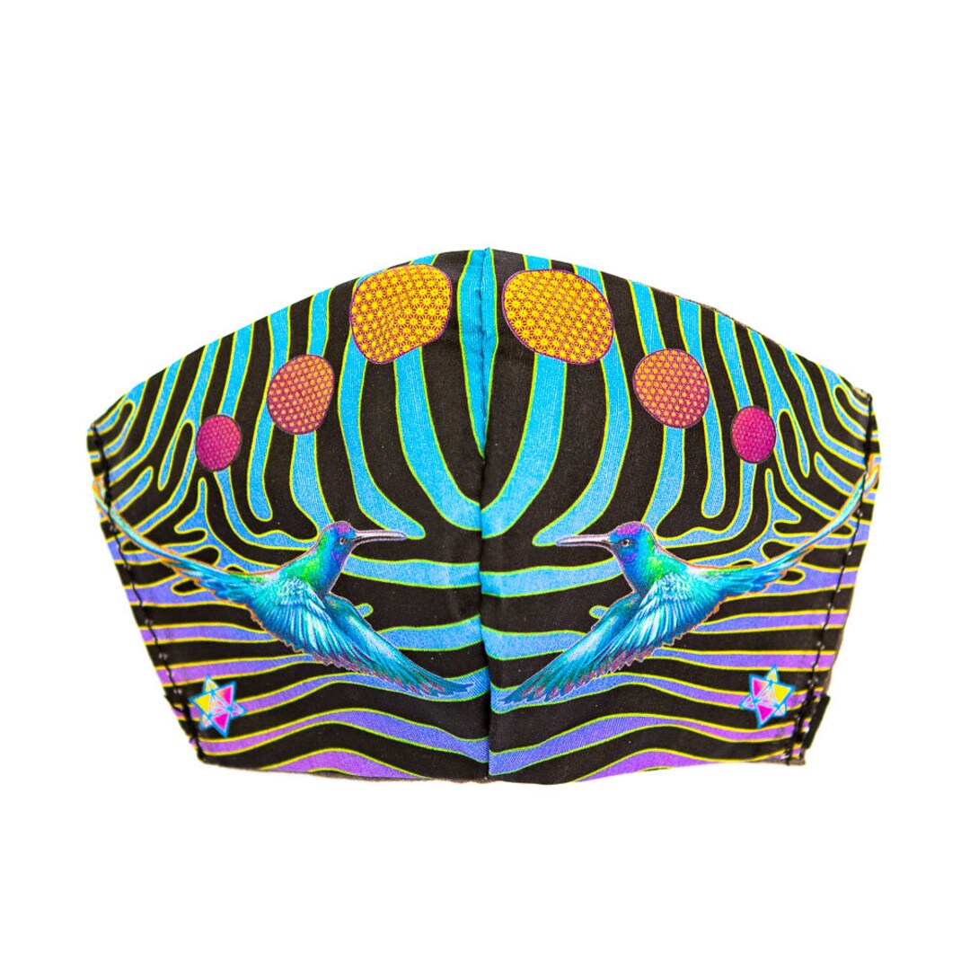 Humming Bird Coral Face Mask - Artwork by Johnny Dutro - Etsy