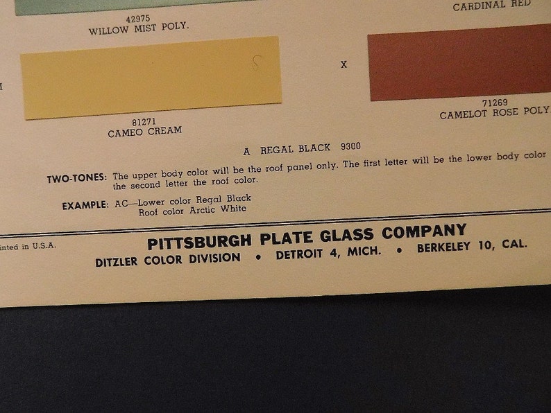 1962 Buick Color Code Chart - Etsy