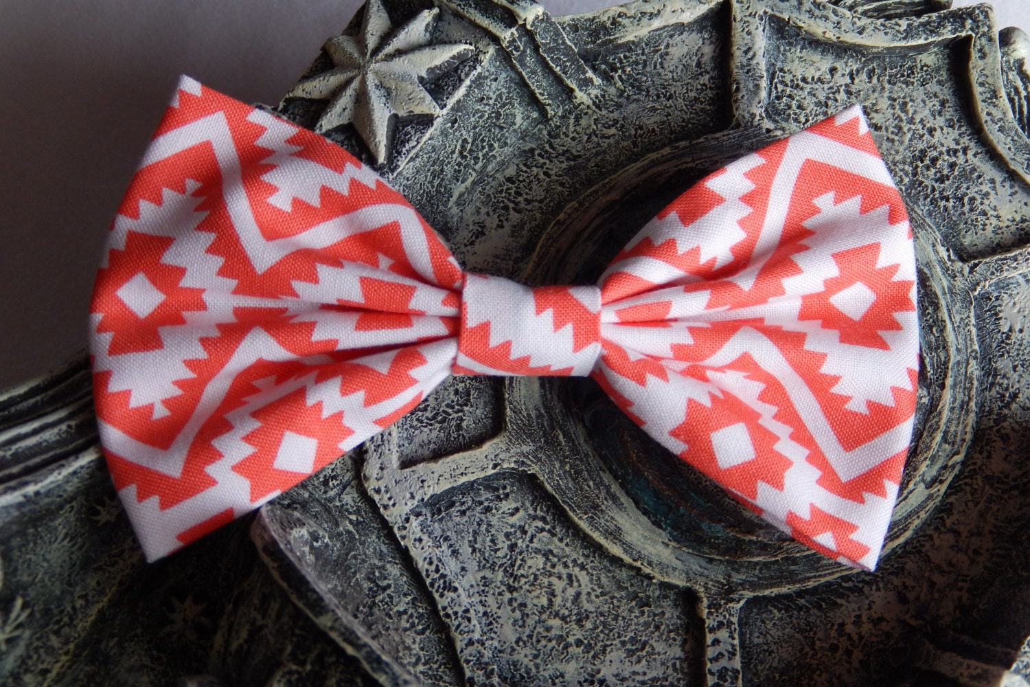 Orange Aztec hair bow HANDMADE hair accessory | Etsy