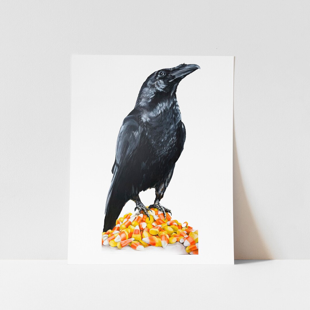 RUTHERFORD - Halloween Raven in Love With His Candy Corn Original Art ...