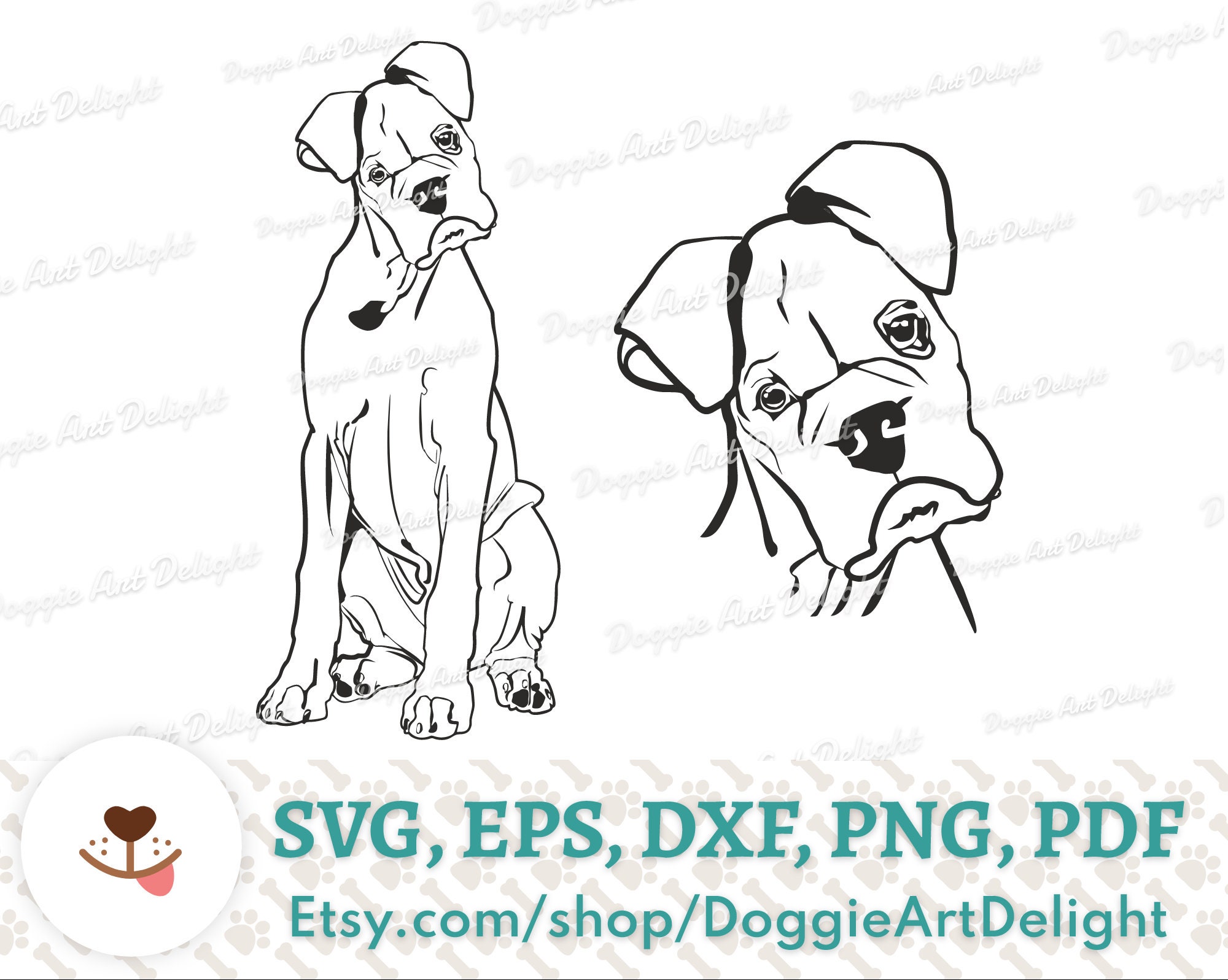 Boxer Dog Drawing Sitting
