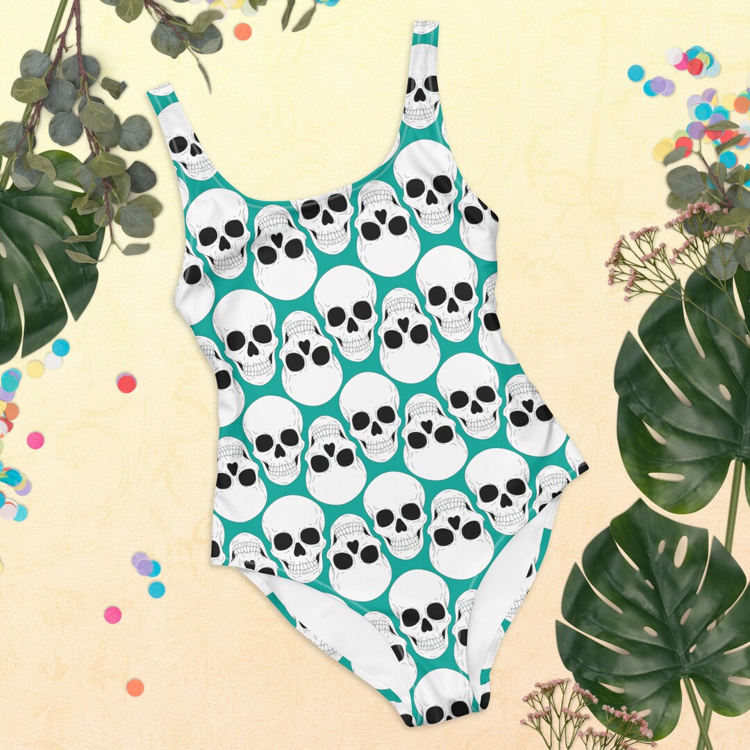 Skull One-piece Swimsuit - Etsy