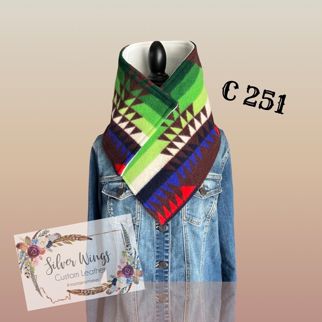 Montana Wool Cowl Rag Print Wild Rag Buckaroo Scarf C-251 Western Cowl ...
