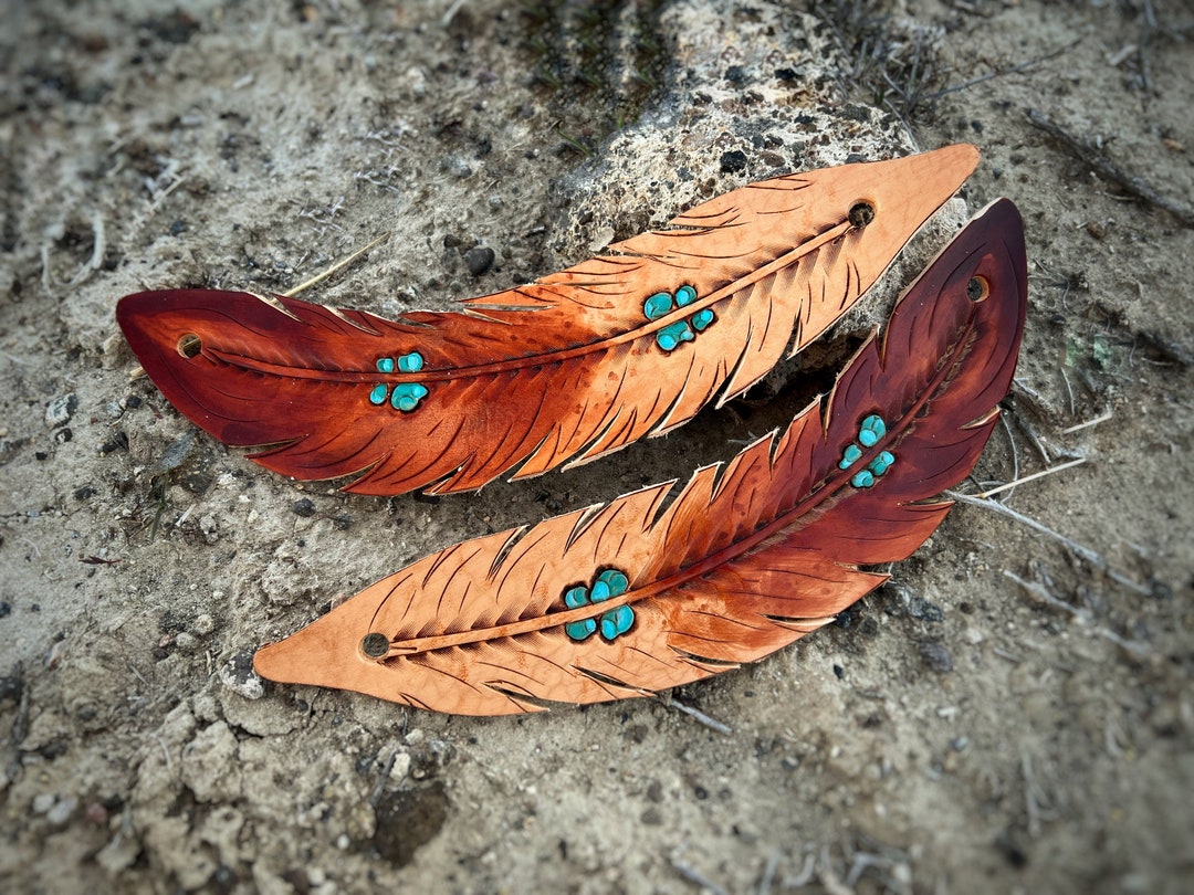 Hand Tooled Feather Dove Wing Style Spur Straps With Hand - Etsy