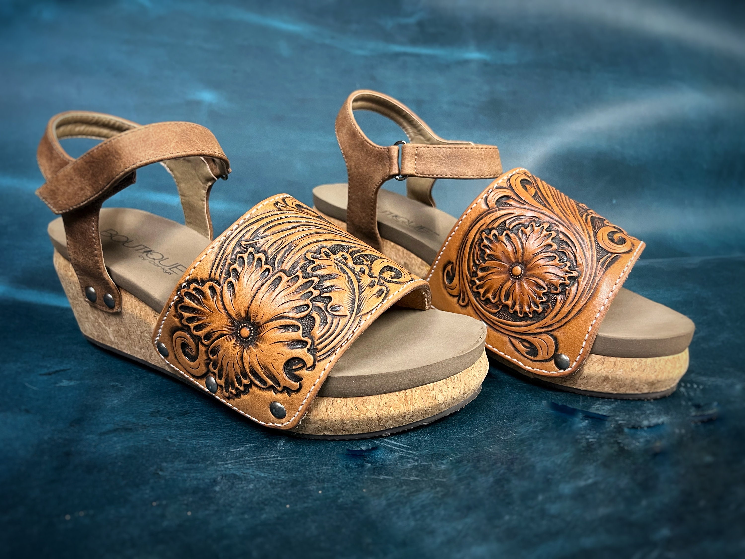 Custom Hand Tooled Leather High Heels, Ladies Shoes Size 9, Western ...