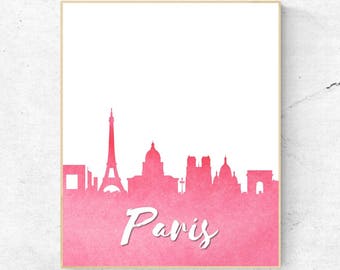 Pink paris wall art | Etsy