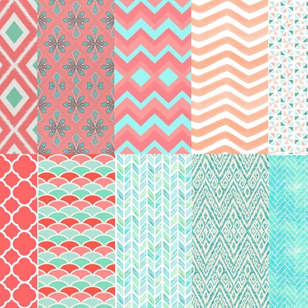 Coral Digital Paper - Etsy