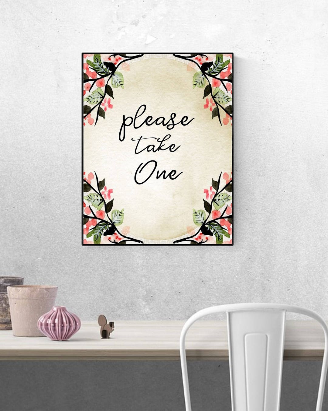 Please Take One Wedding Sign Wall Art- Floral Watercolor Wedding Art ...